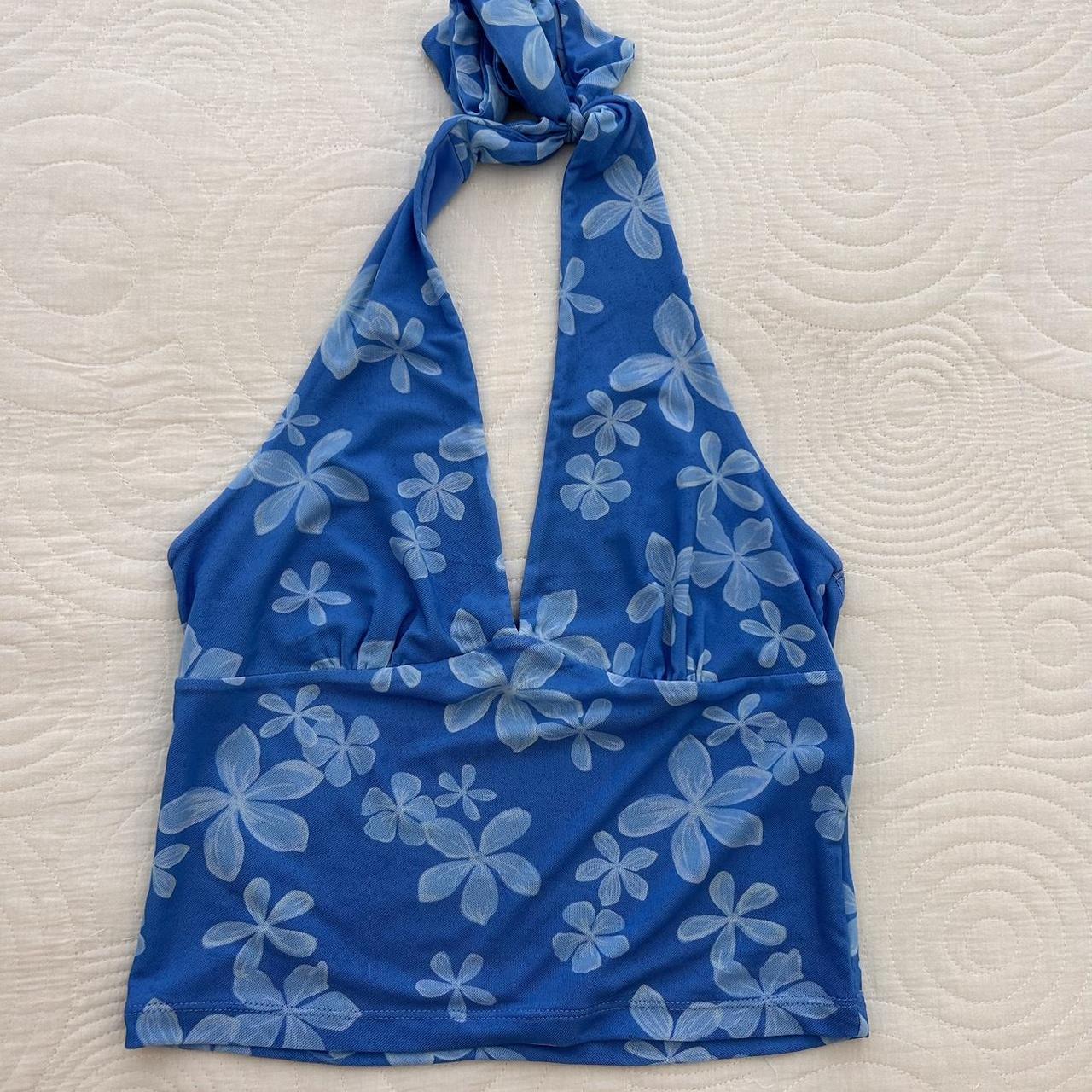 Ghanda halter blue hawaii top 🩵 Worn a couple times... - Depop