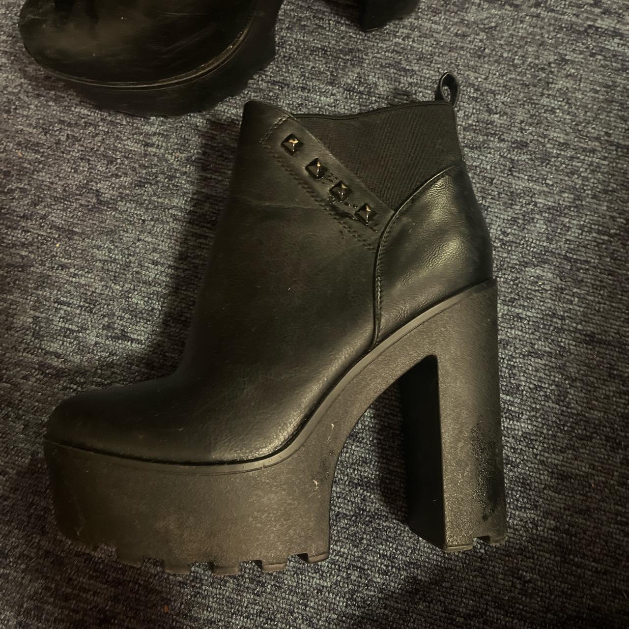 Super cute black platform heeled booties from luxe... - Depop