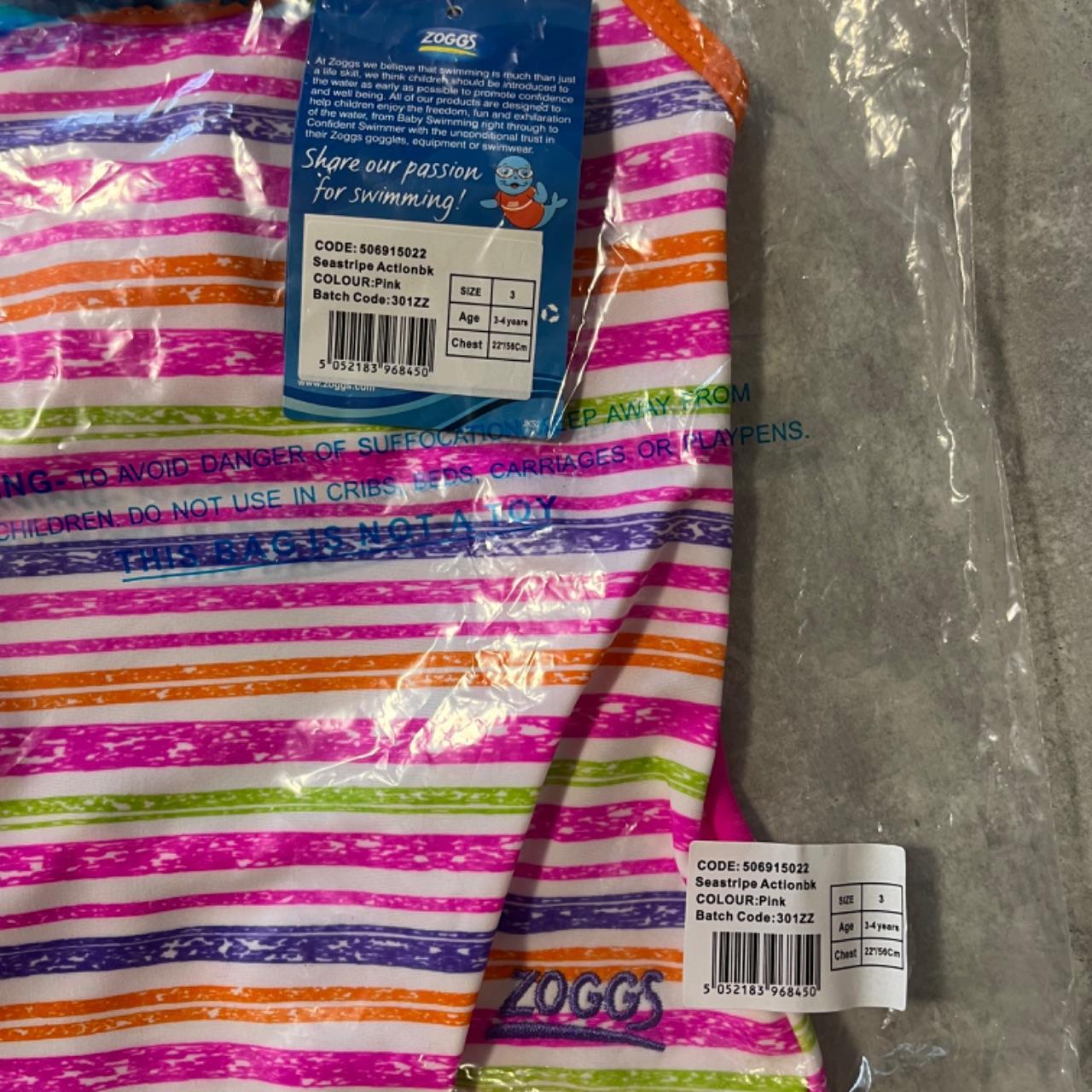 Brand new in packaging. Official Zoggs Striped Pink... - Depop