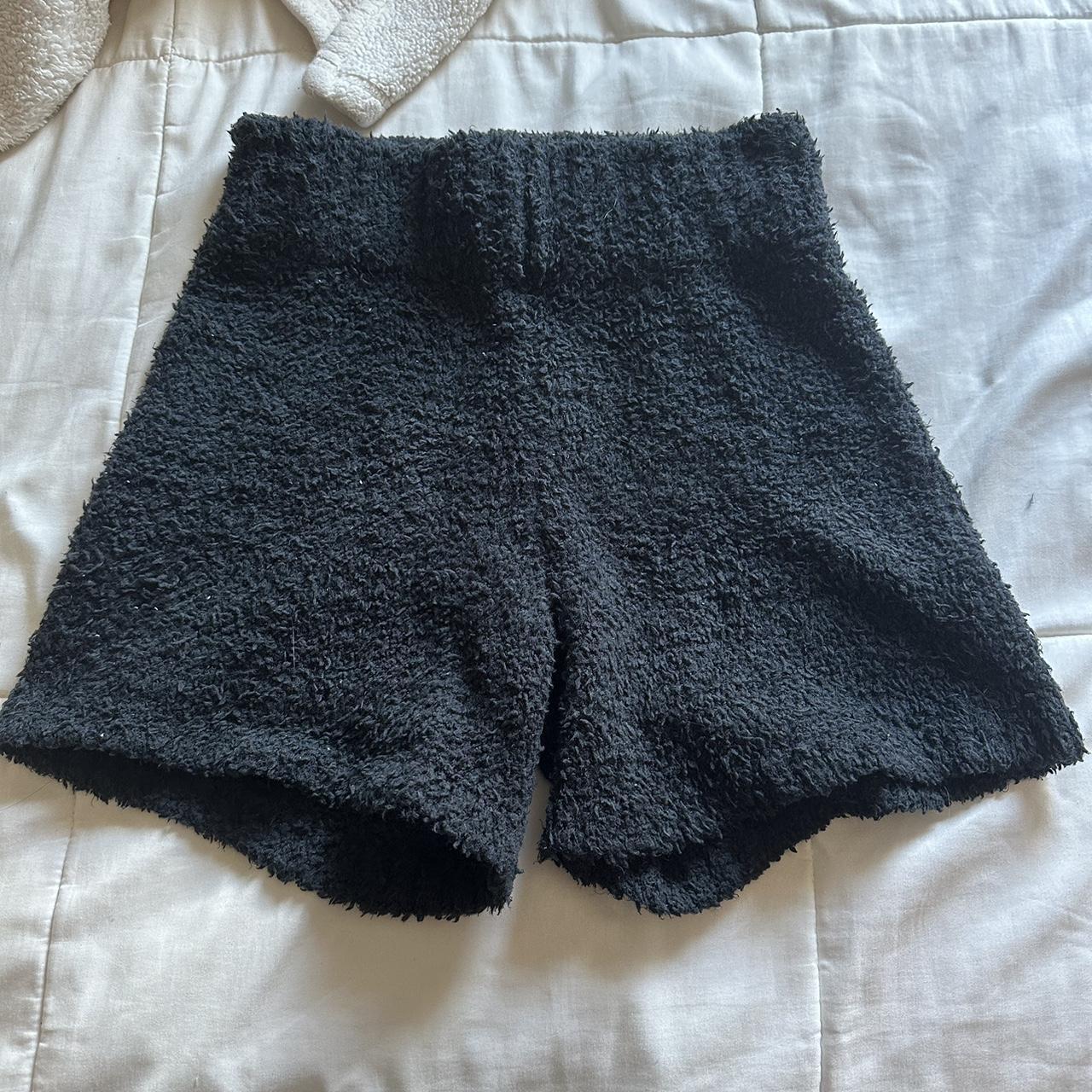 skims black cozy fluffy shorts ☁️ only worn a handful... - Depop
