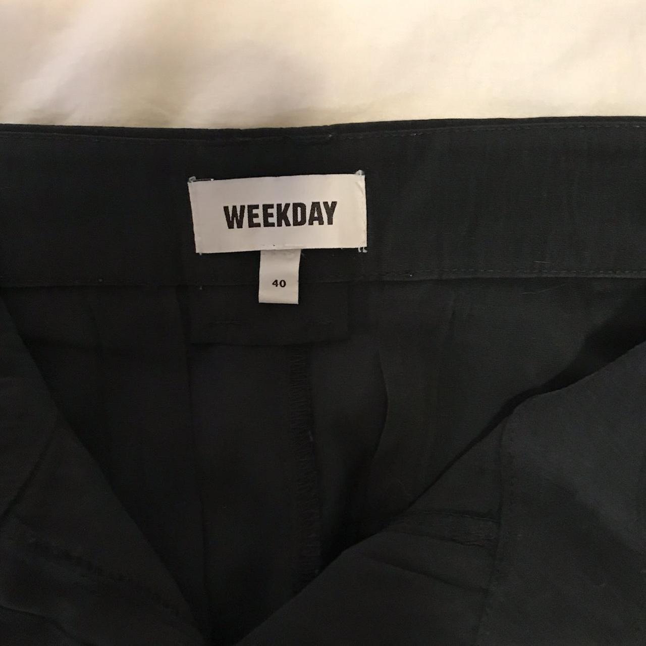 Weekday dark grey trousers. Can fit a medium or... - Depop