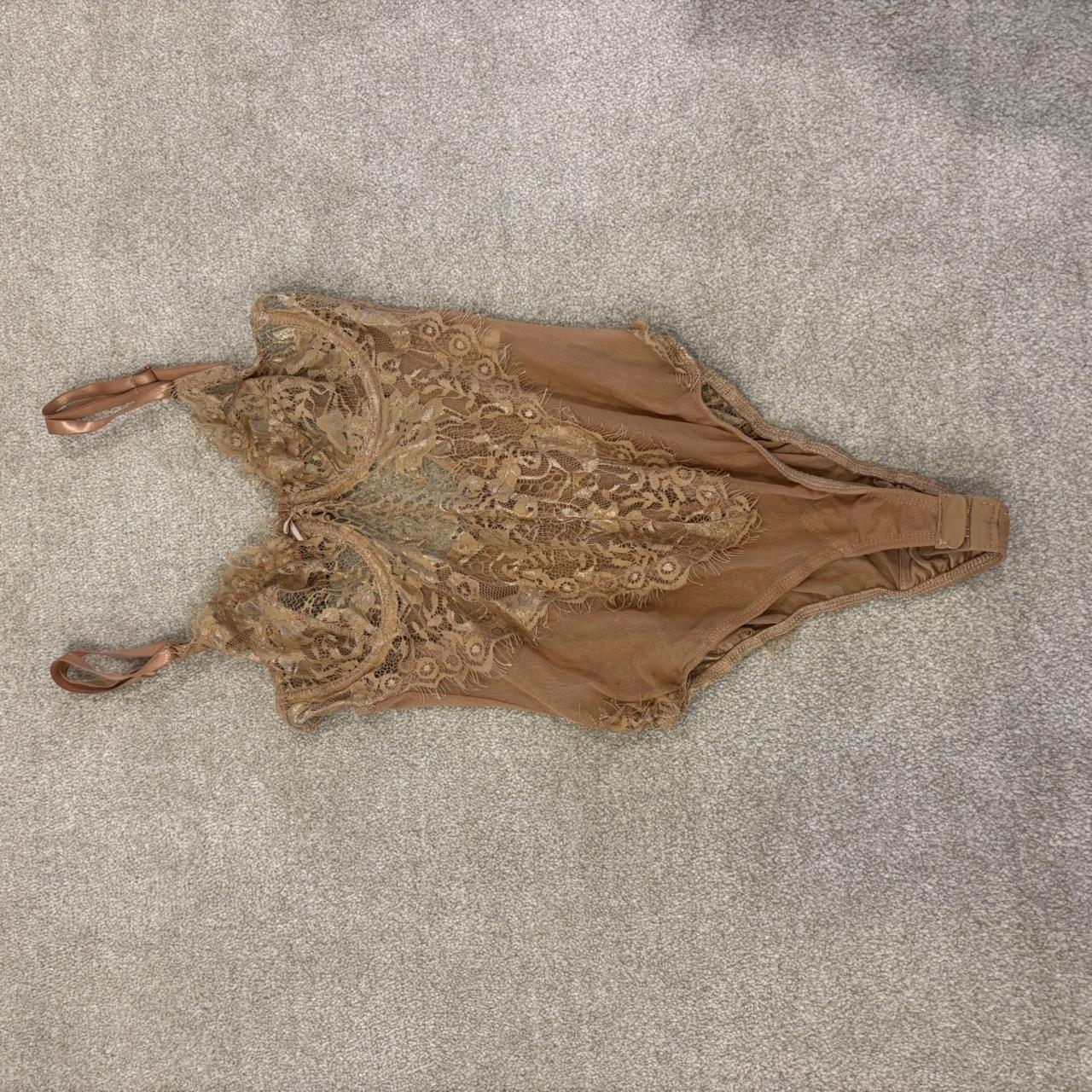 Tan and brown lace bodysuit Size: XS #lingerie | Depop
