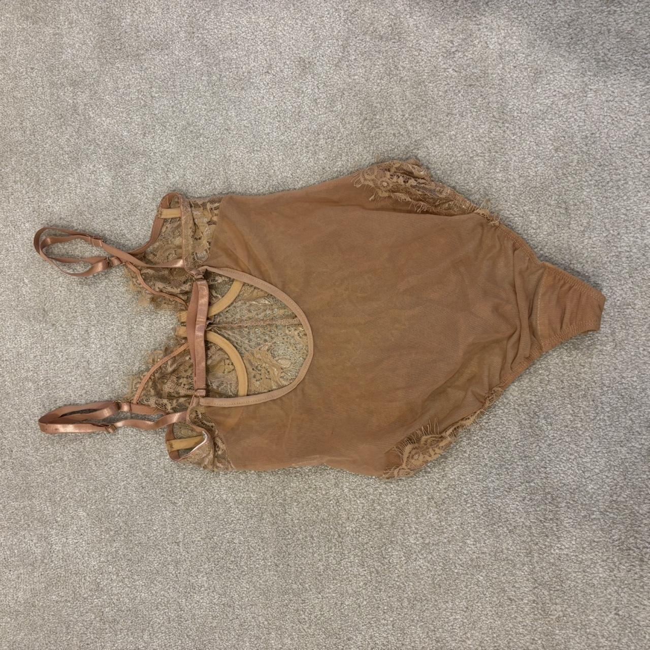 Tan and brown lace bodysuit Size: XS #lingerie | Depop