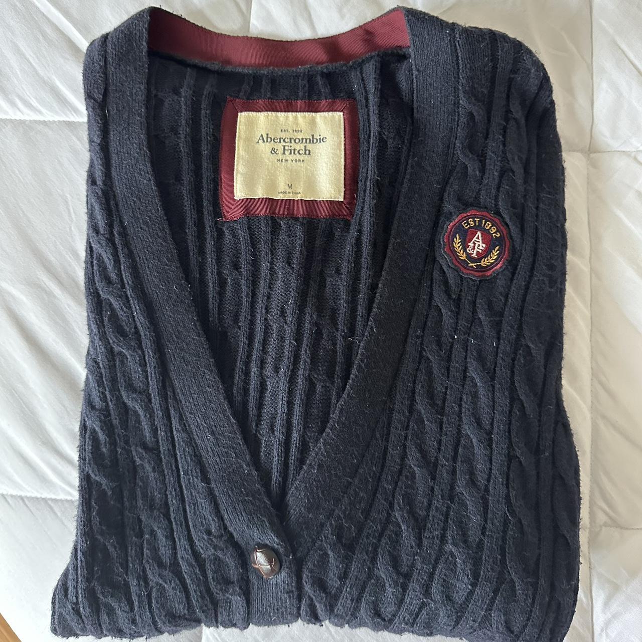 Abercrombie and Fitch navy cardigan. Size medium... - Depop