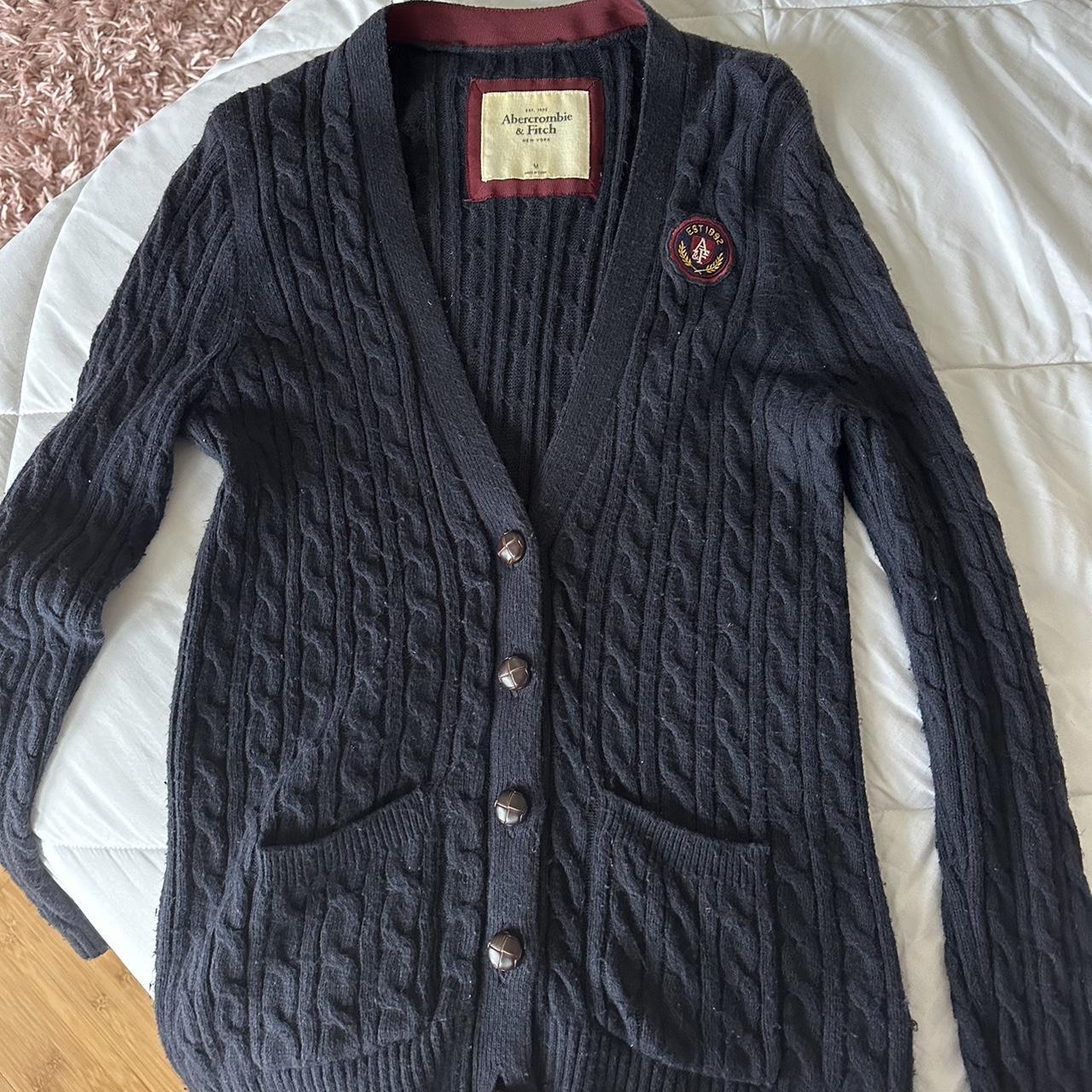 Abercrombie and Fitch navy cardigan. Size medium... - Depop