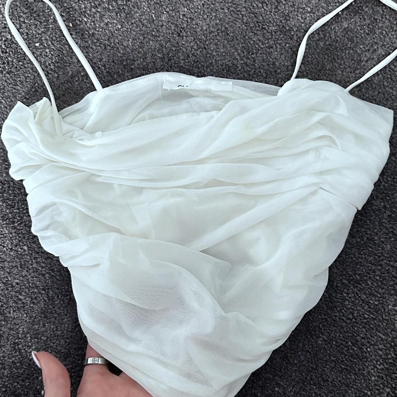 white ruffle top - Depop