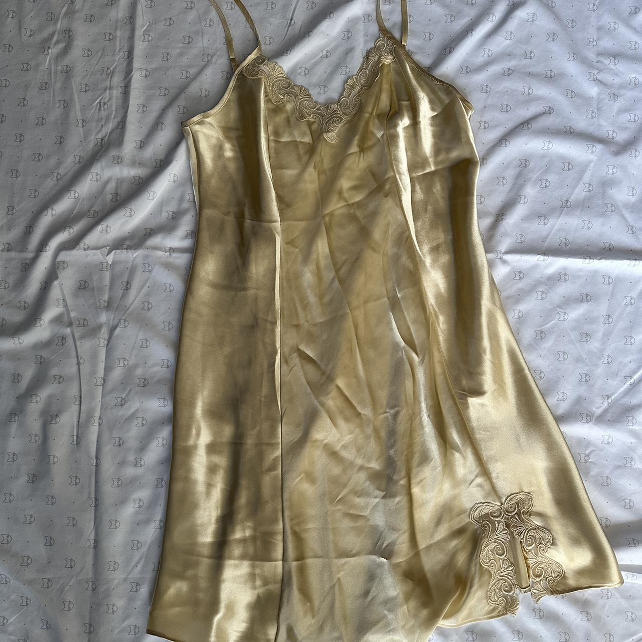 Gold Slip Intimate Dress - gold intimates slip... - Depop