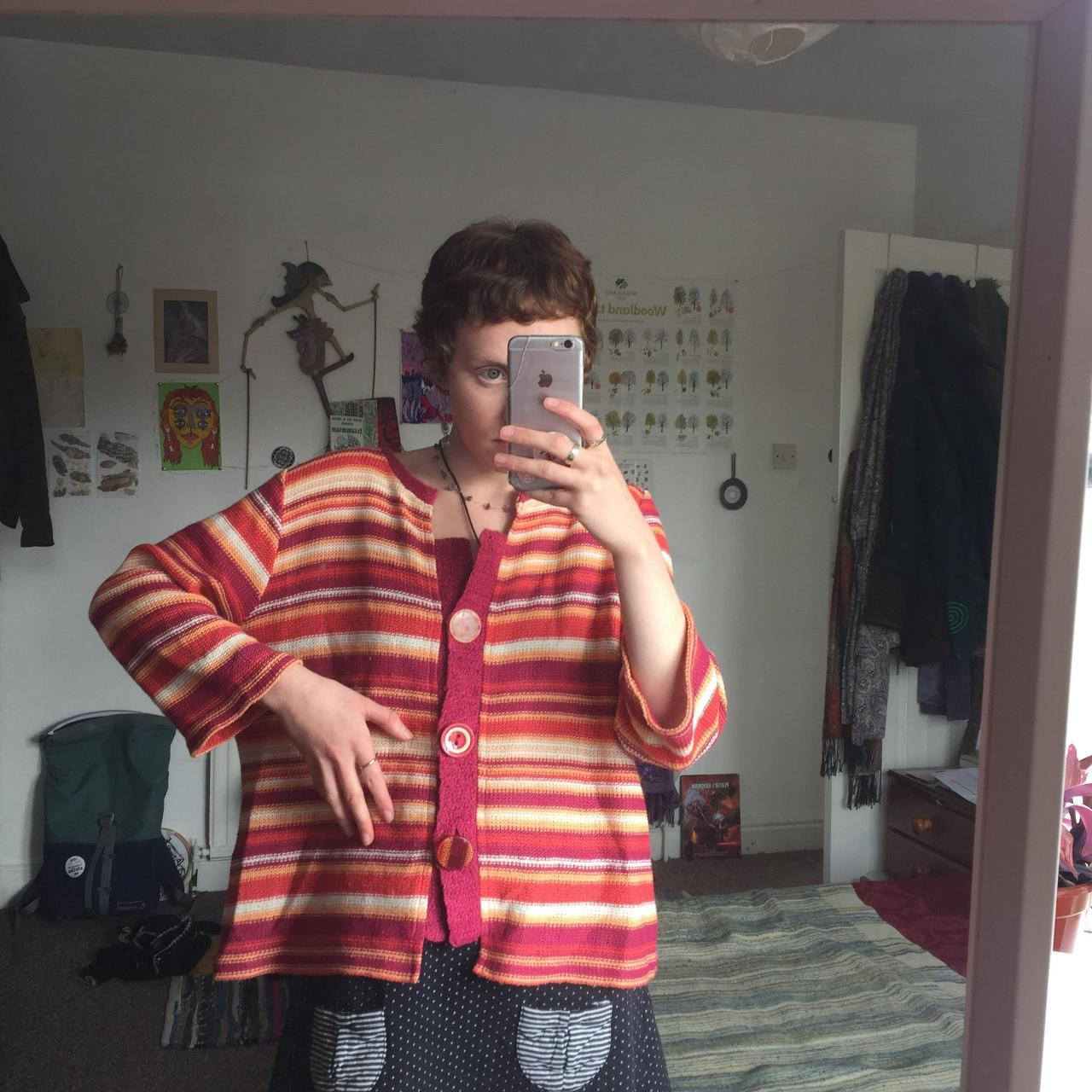 Funky boho hippy cardigan :) - striped knitted... - Depop