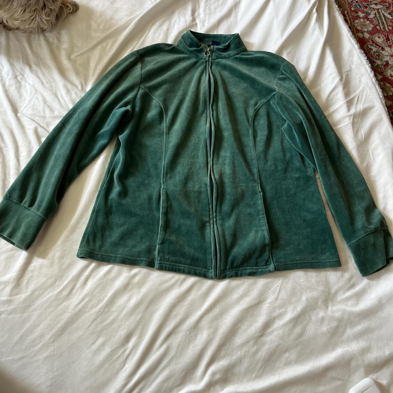 Basic editions size medium green cotton zip up - Depop