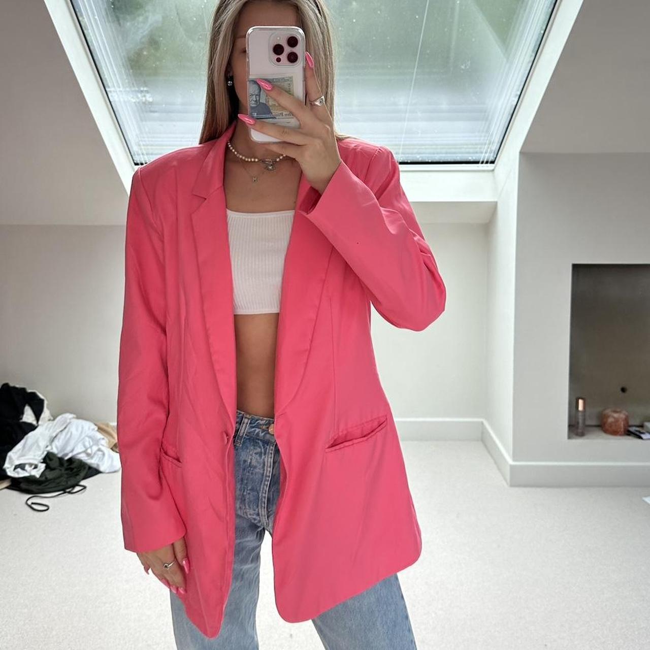 Pink nasty gal blazer Size 8 - Depop