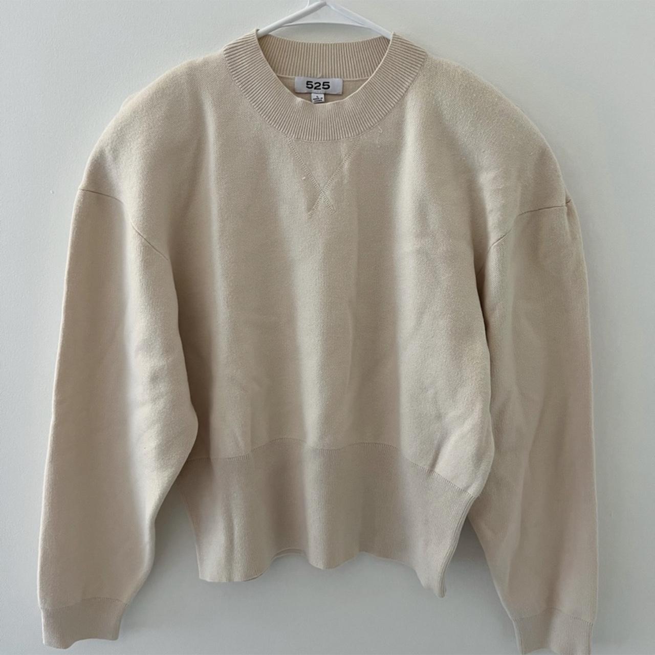 525 cream sweater size large shoulder pads removable - Depop