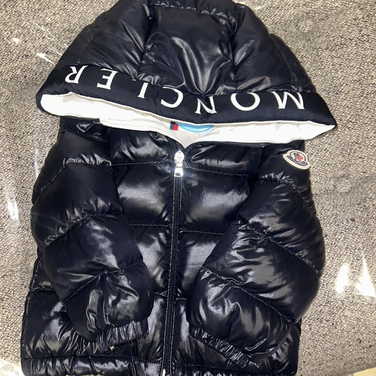 Boys navy monclear coat worn a few times like brand... - Depop