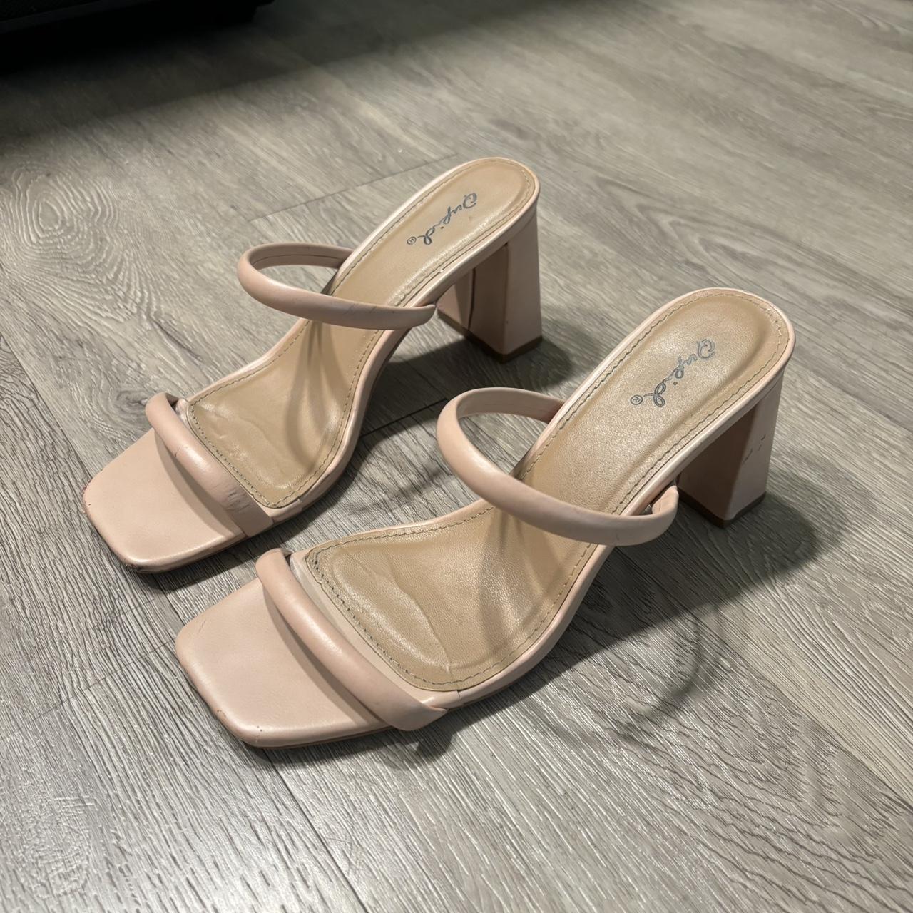 Qupid Nude Heeled Sandals Size 75 So Cute Worn Depop