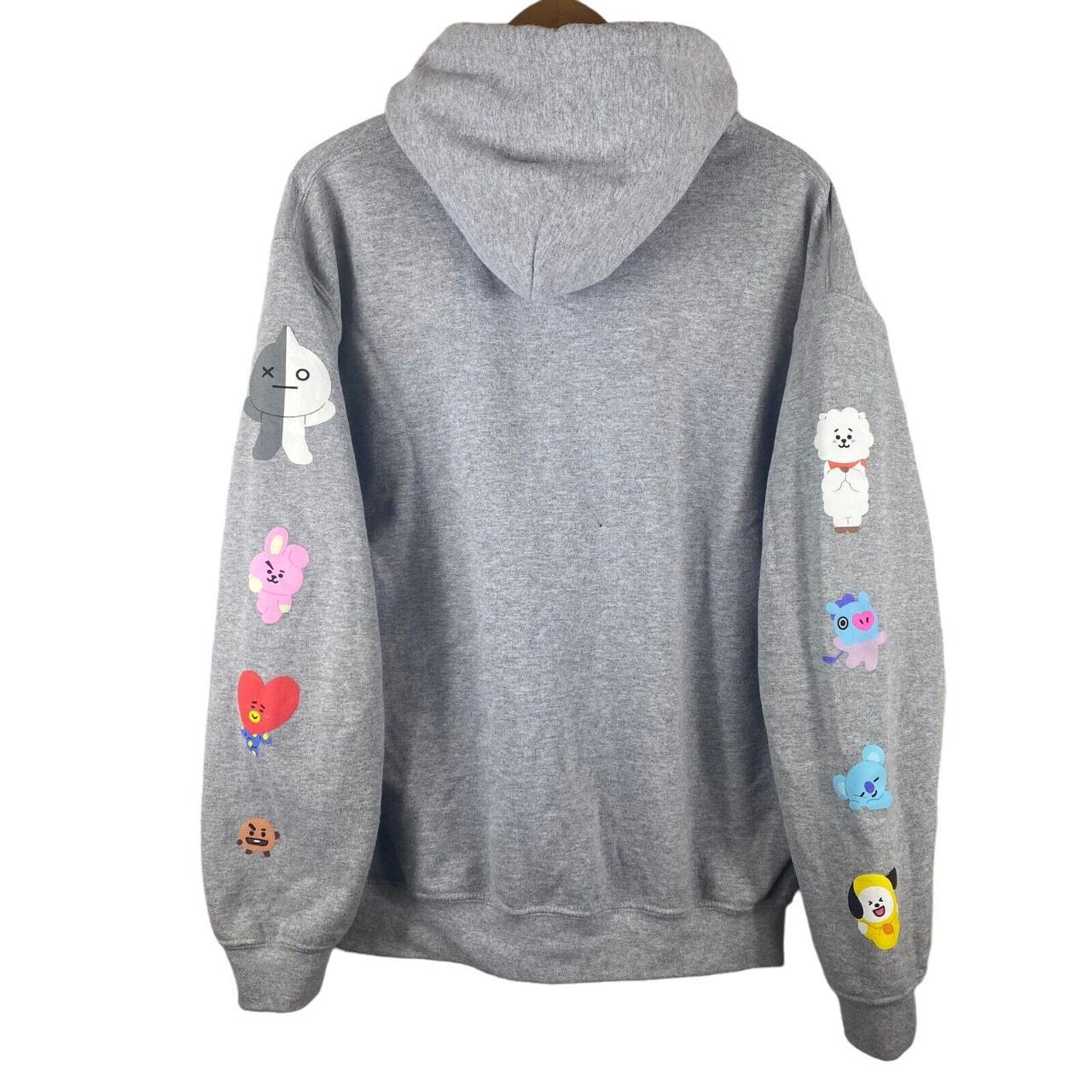 BT21 BTS Kpop Hoodie Mens Size L Sweatshirt Gray... - Depop