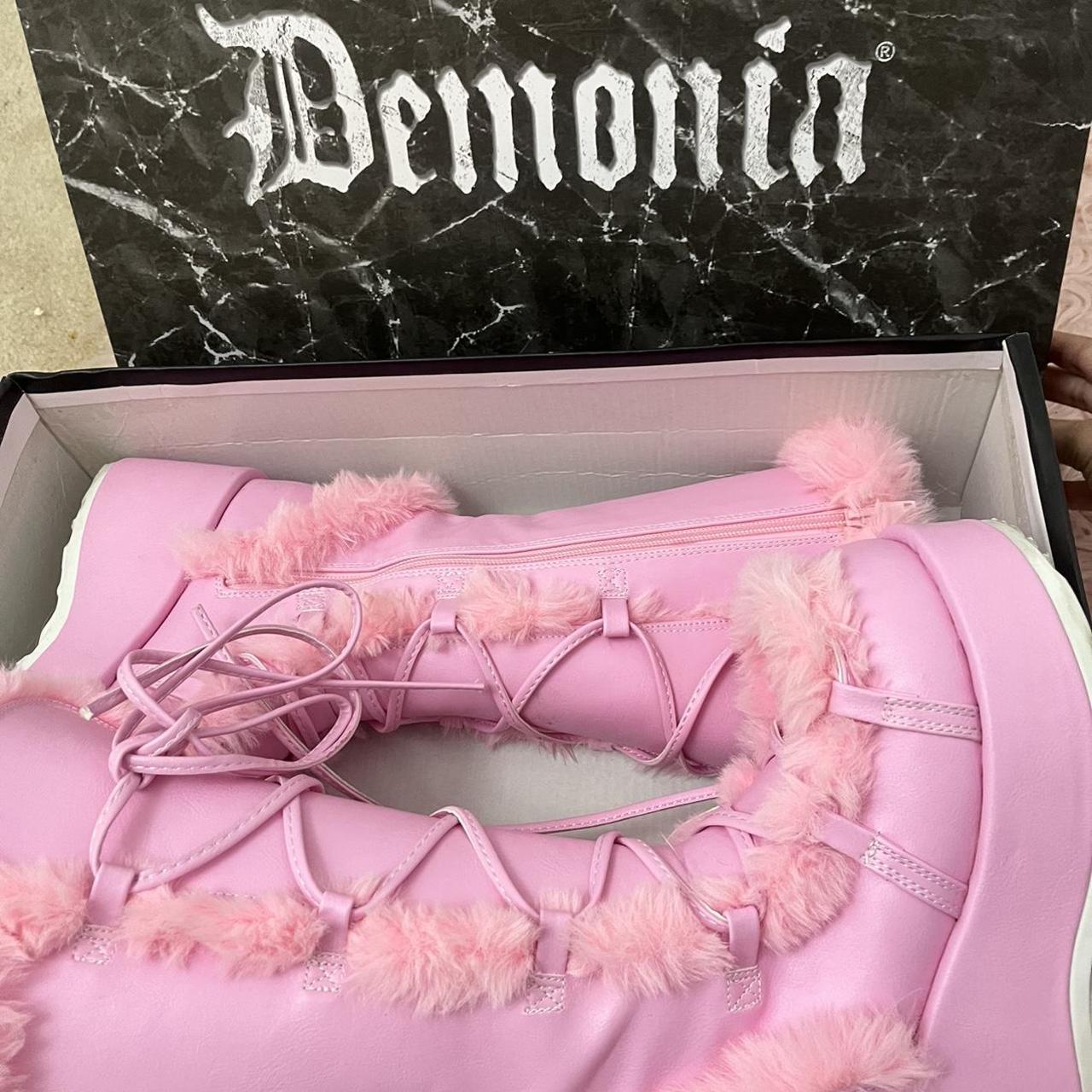 Baby Pink fur Demonias. Worn 4-5 times, and has... - Depop