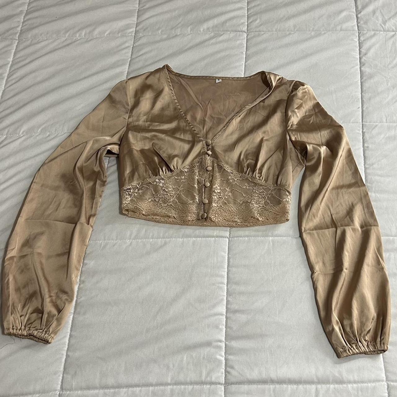 Silk bronze blouse °˖ ˖° size: small Condition:... - Depop