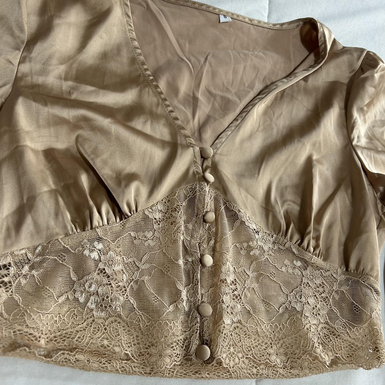Silk bronze blouse °˖ ˖° size: small Condition:... - Depop
