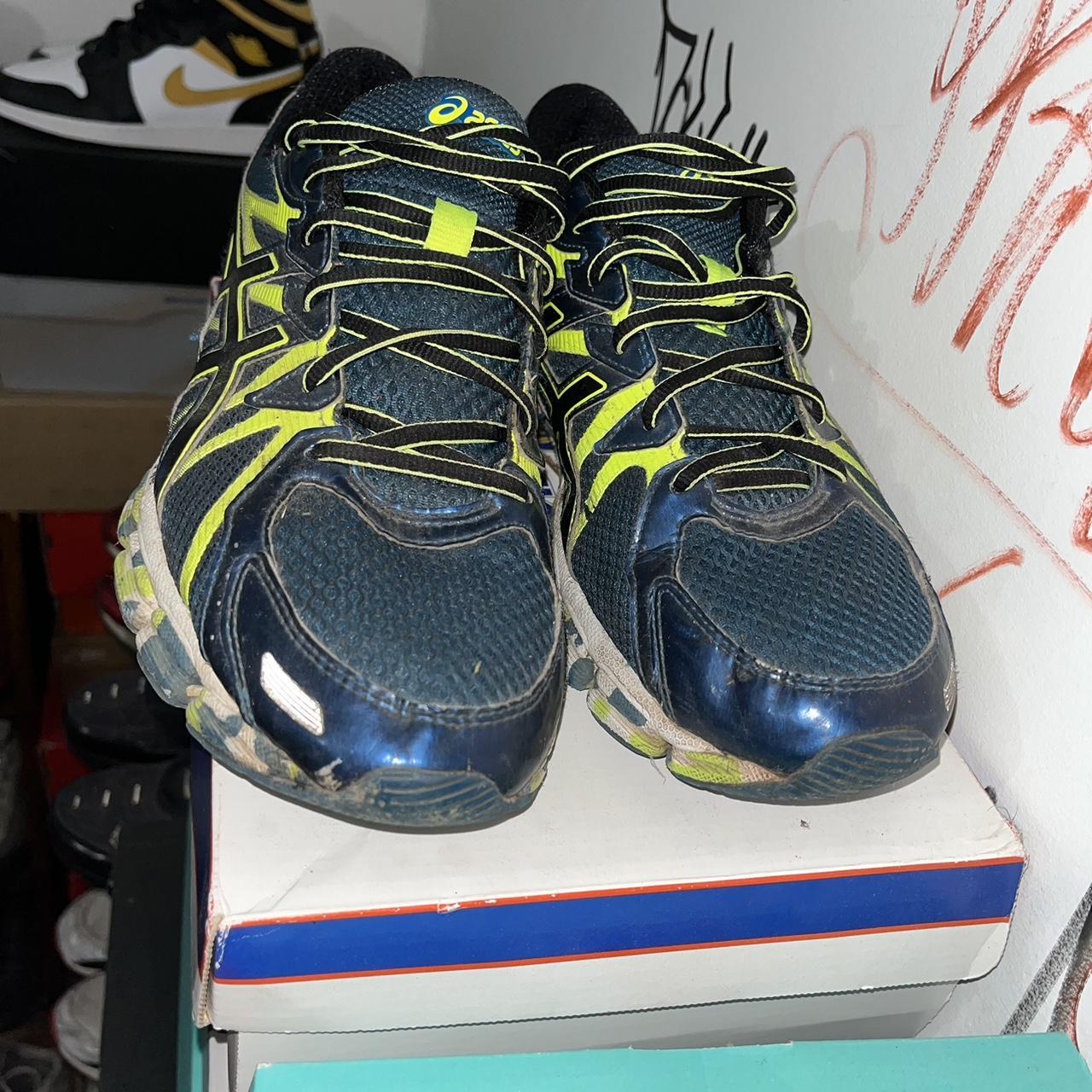 ASIC Sendai 3 navy blue green volt size 12 us Close... - Depop