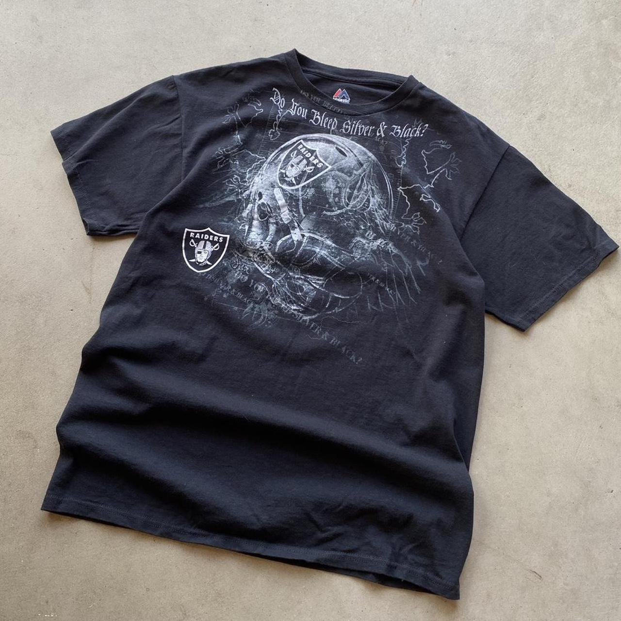 Y2K Raiders NFL Bleed Silver And Black... | Depop