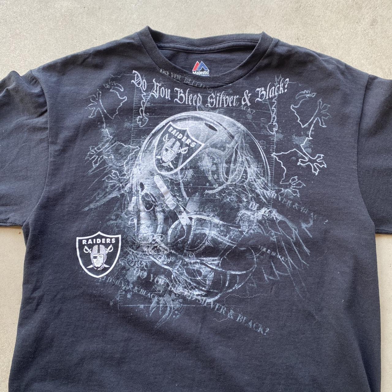 Y2K Raiders NFL Bleed Silver And Black... | Depop