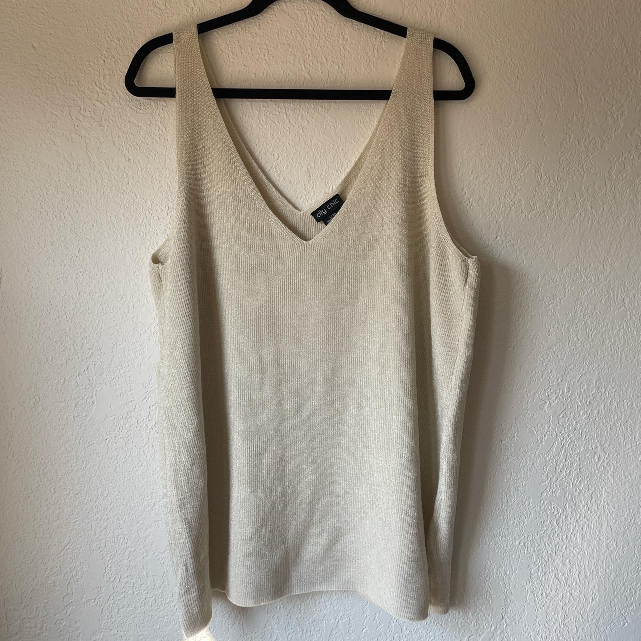 Cream metallic knit tank. Size large / 20. By City... - Depop