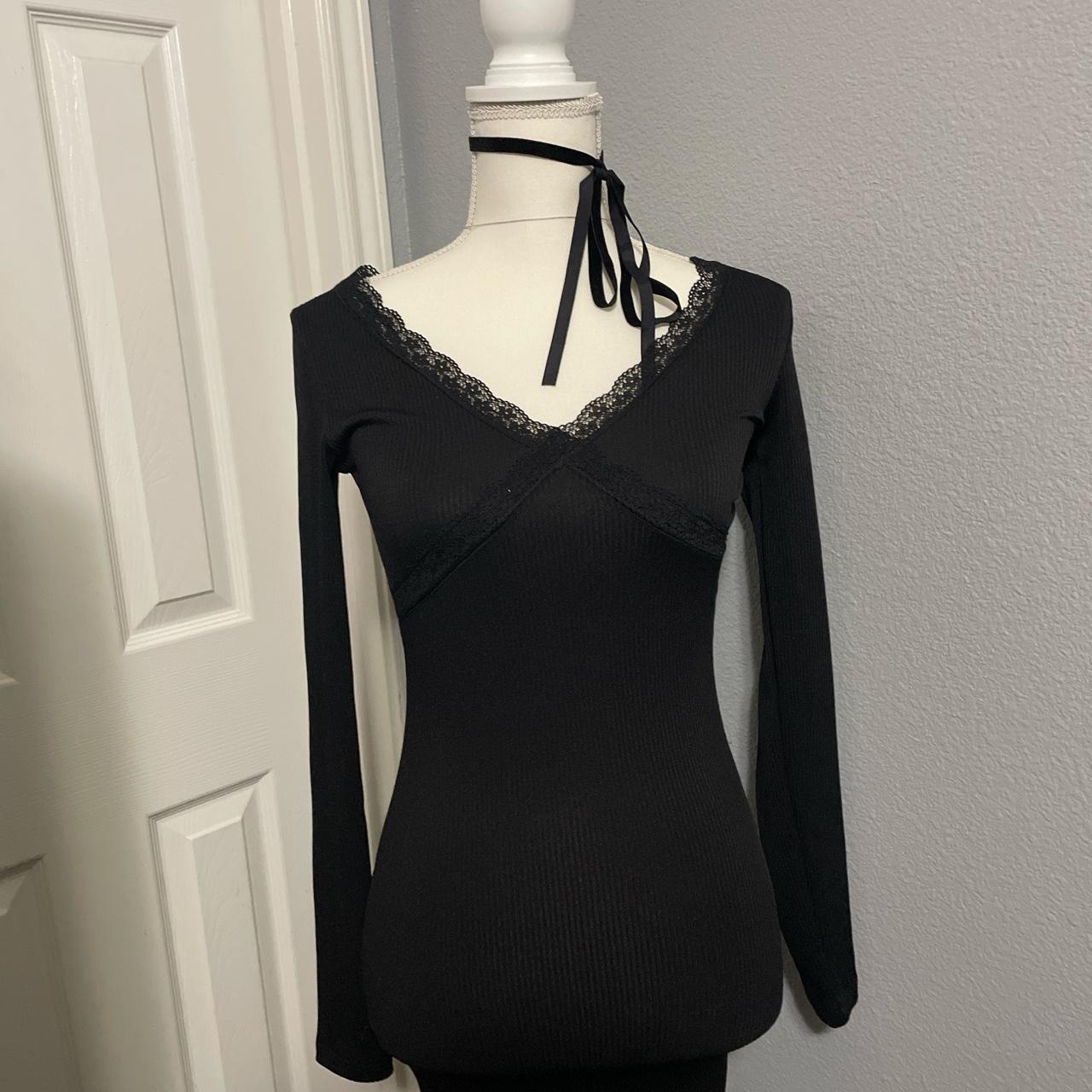 black bodycon dress with lace 🐾 #goth #alt #grunge #emo - Depop
