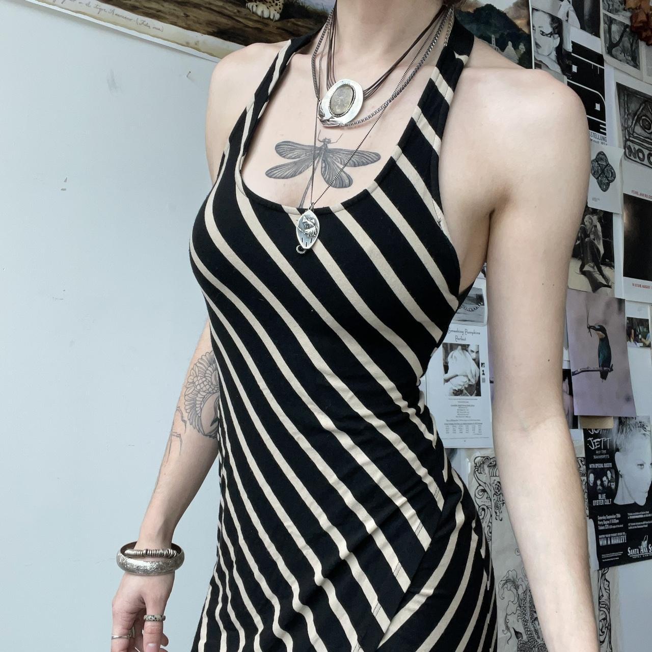 bébé striped maxi dress soft material, strapped... - Depop