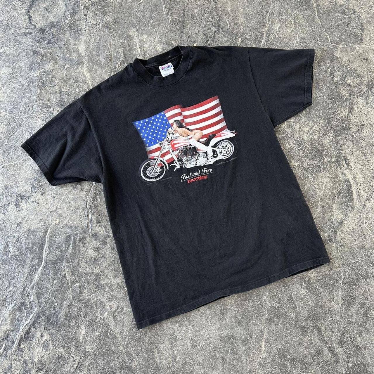 90s Easyriders Fast and Free Biker Chick T Shirt... - Depop