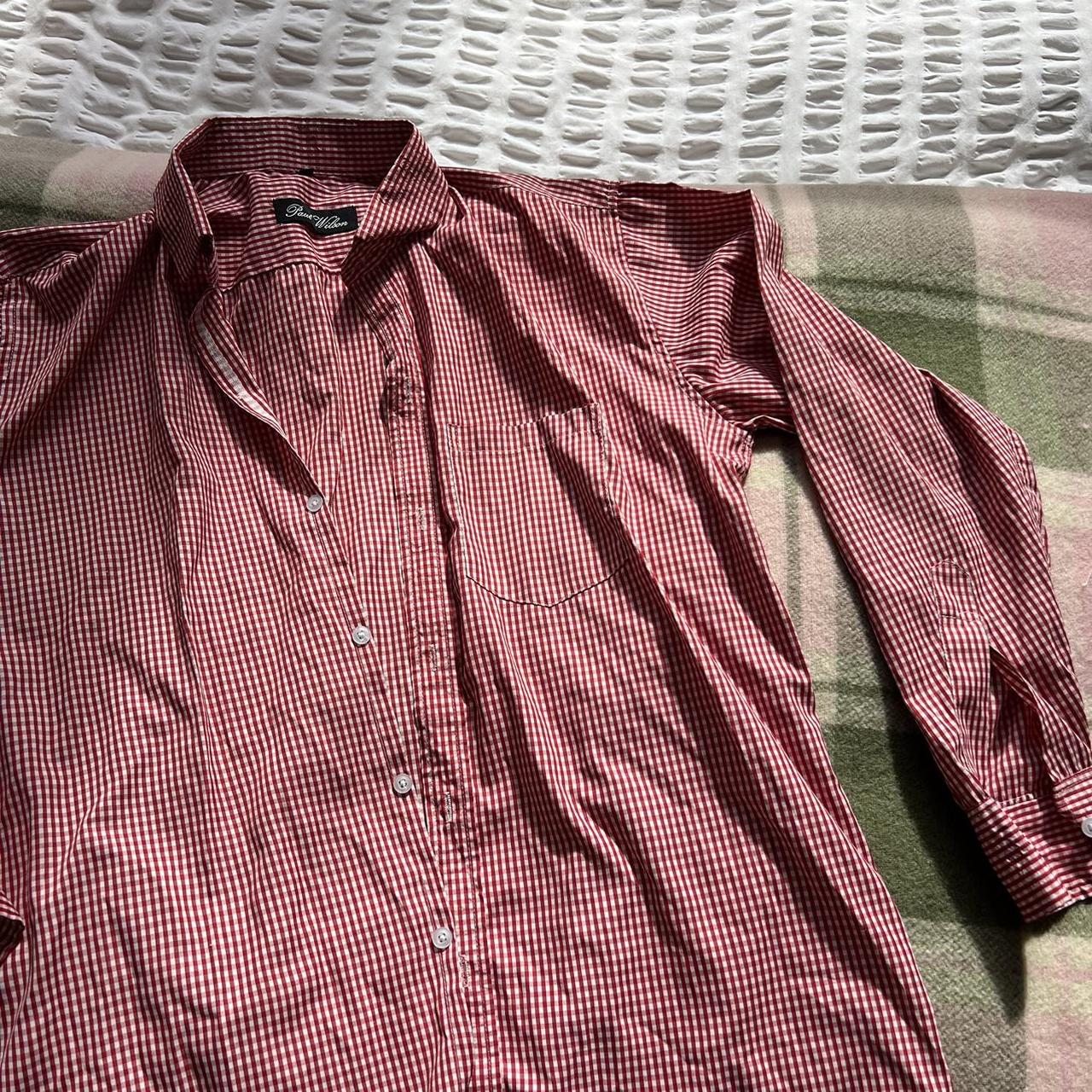Large red checkered button up shirt. This is about a... - Depop