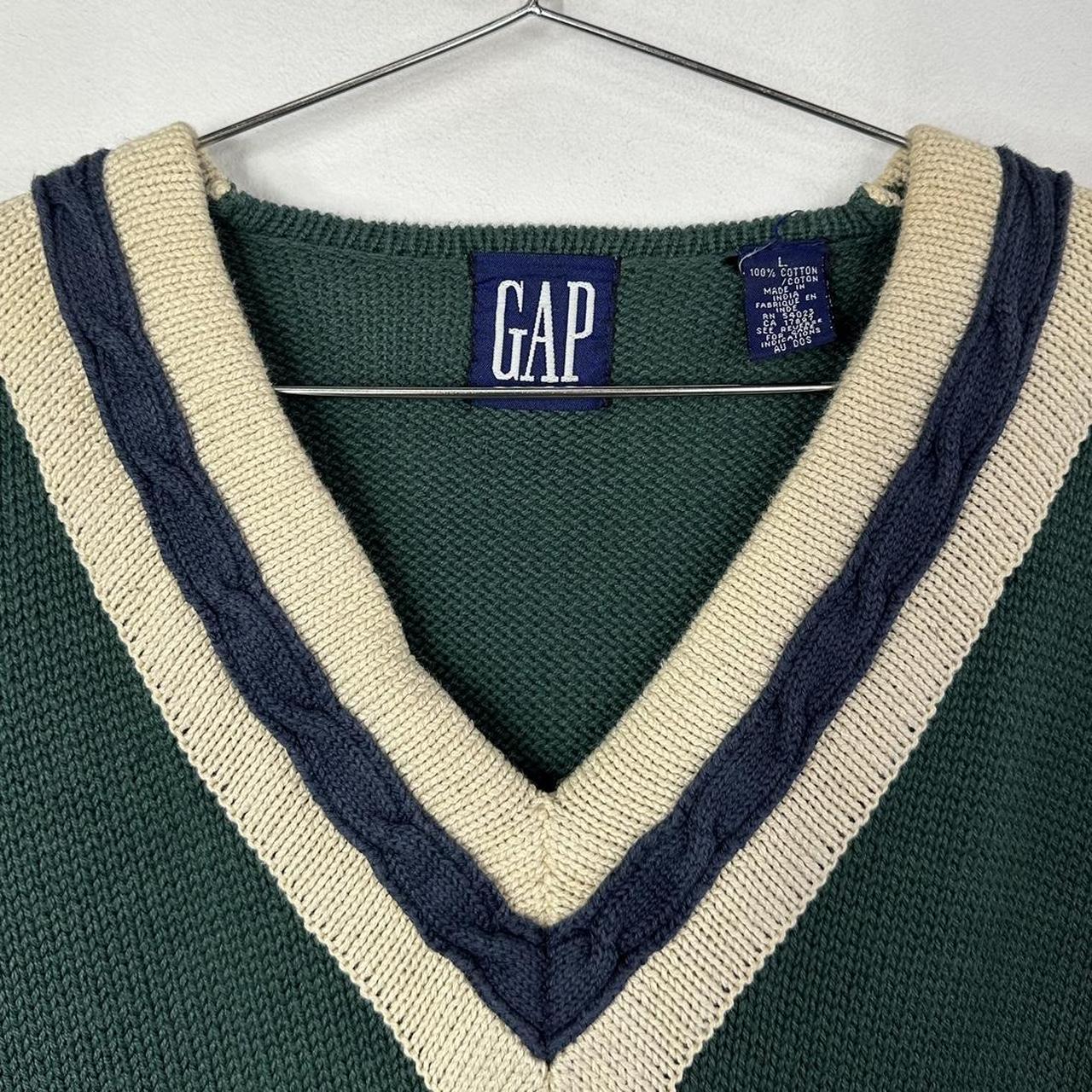 Vintage 90's GAP forest green varsity stripe detail... - Depop