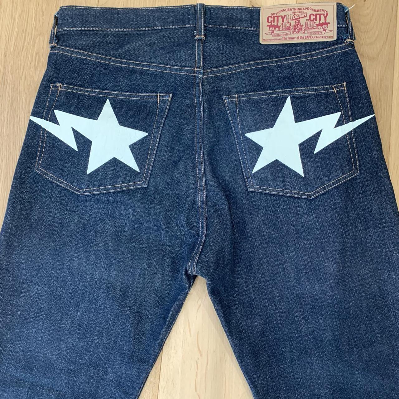 Authentic Bape Bapesta Jeans in White -Tag Size... - Depop