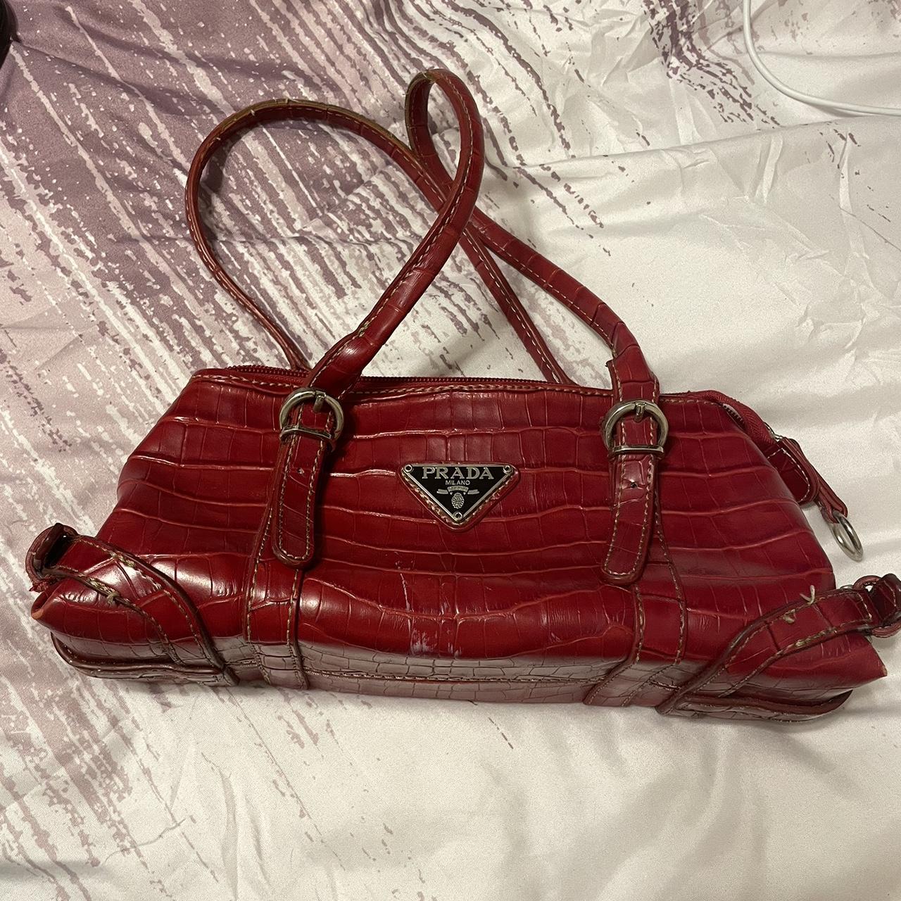 Red crocodile printed prada bag ( Some damages ) - Depop
