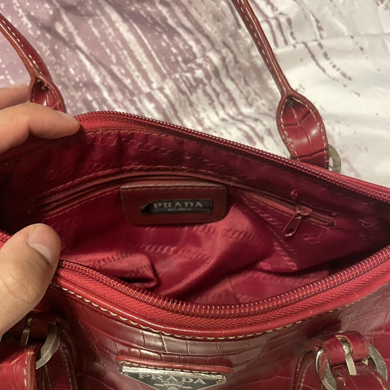 Red crocodile printed prada bag ( Some damages ) - Depop