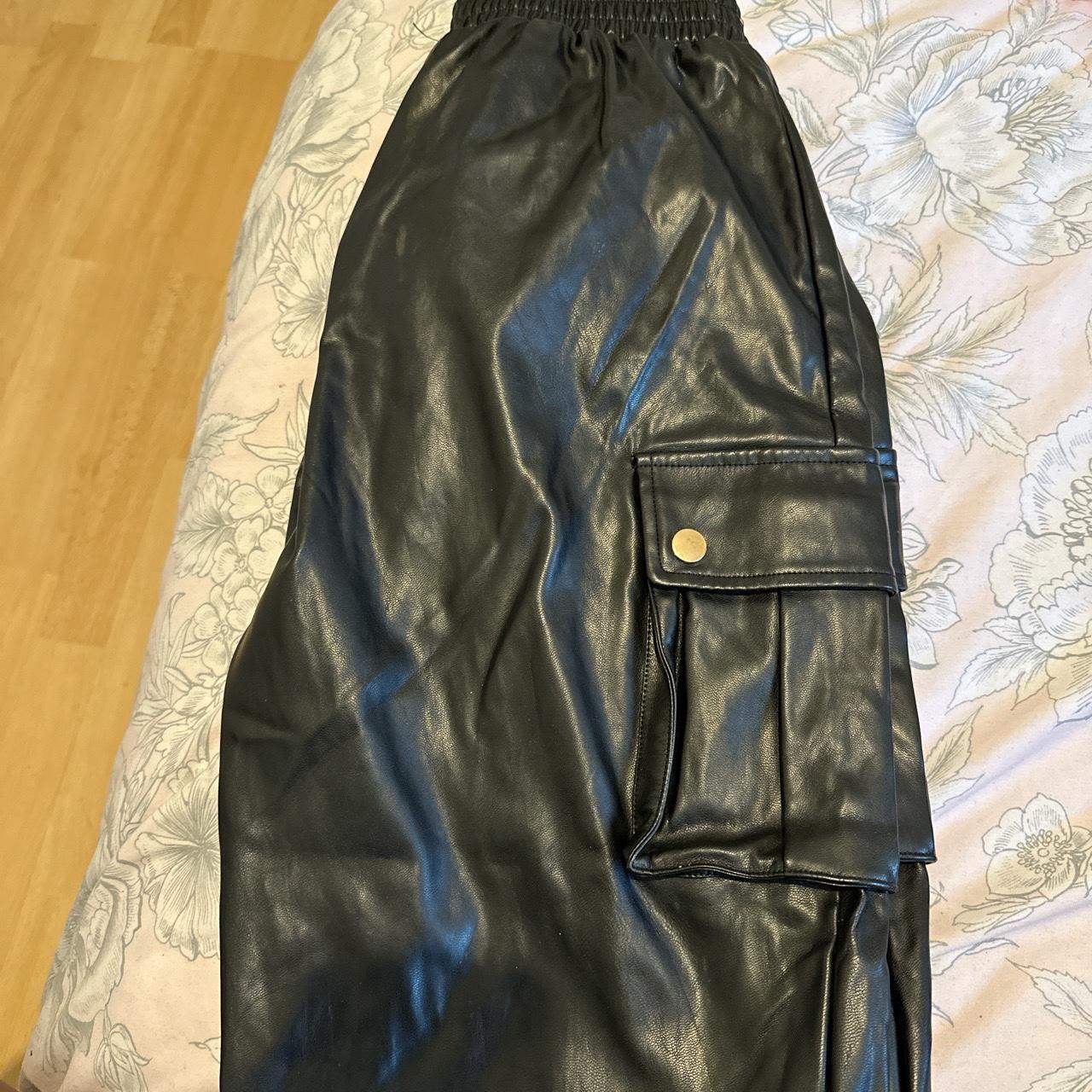 PLT Leather cargo pants. Worn once. SIZE: 8 #plt... - Depop