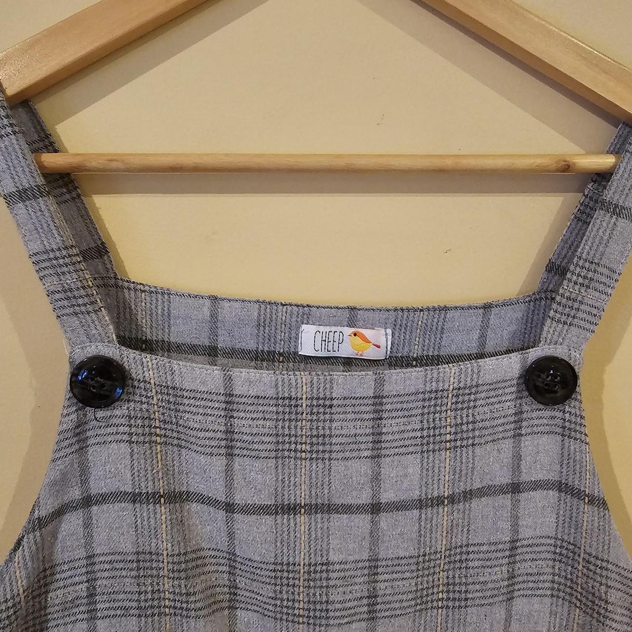 Grey tartan Cheep dress with buttons and ties around... | Depop