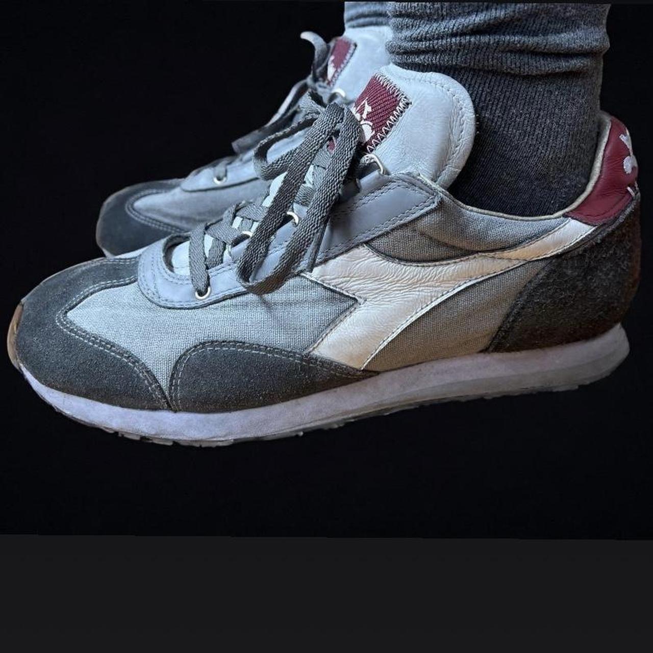 Like new gray and red Diadora runner style sneakers.... - Depop