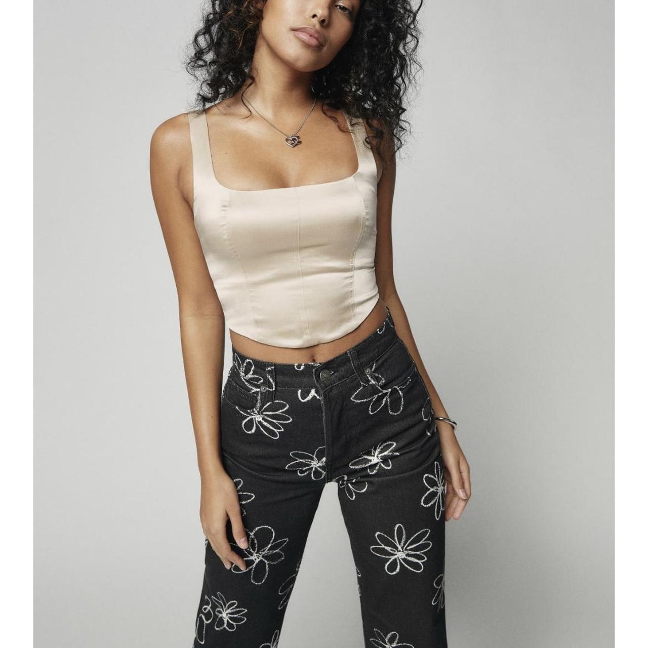 Reformation cream silk tank Worn once. Minimal marks... - Depop