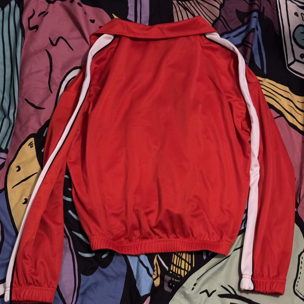 Red and white zip-up track jacket #retro - Depop