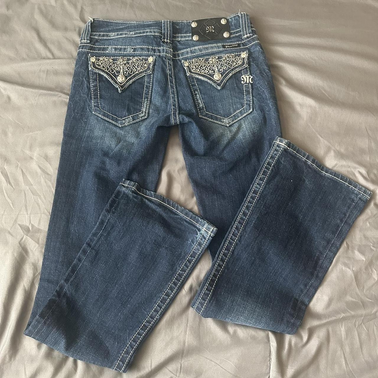 cutest low rise Miss Me jeans with gem pocket... | Depop