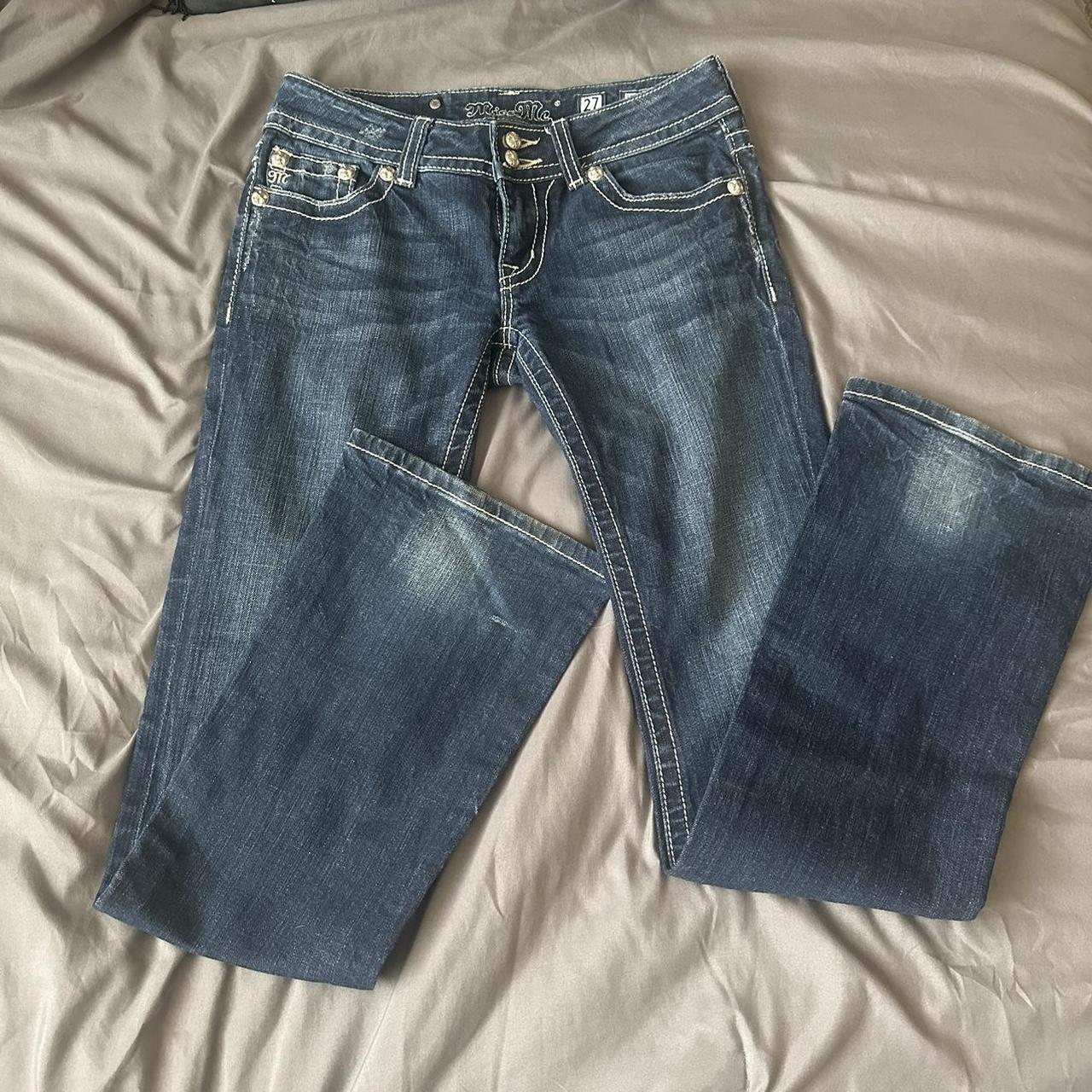 cutest low rise Miss Me jeans with gem pocket... | Depop