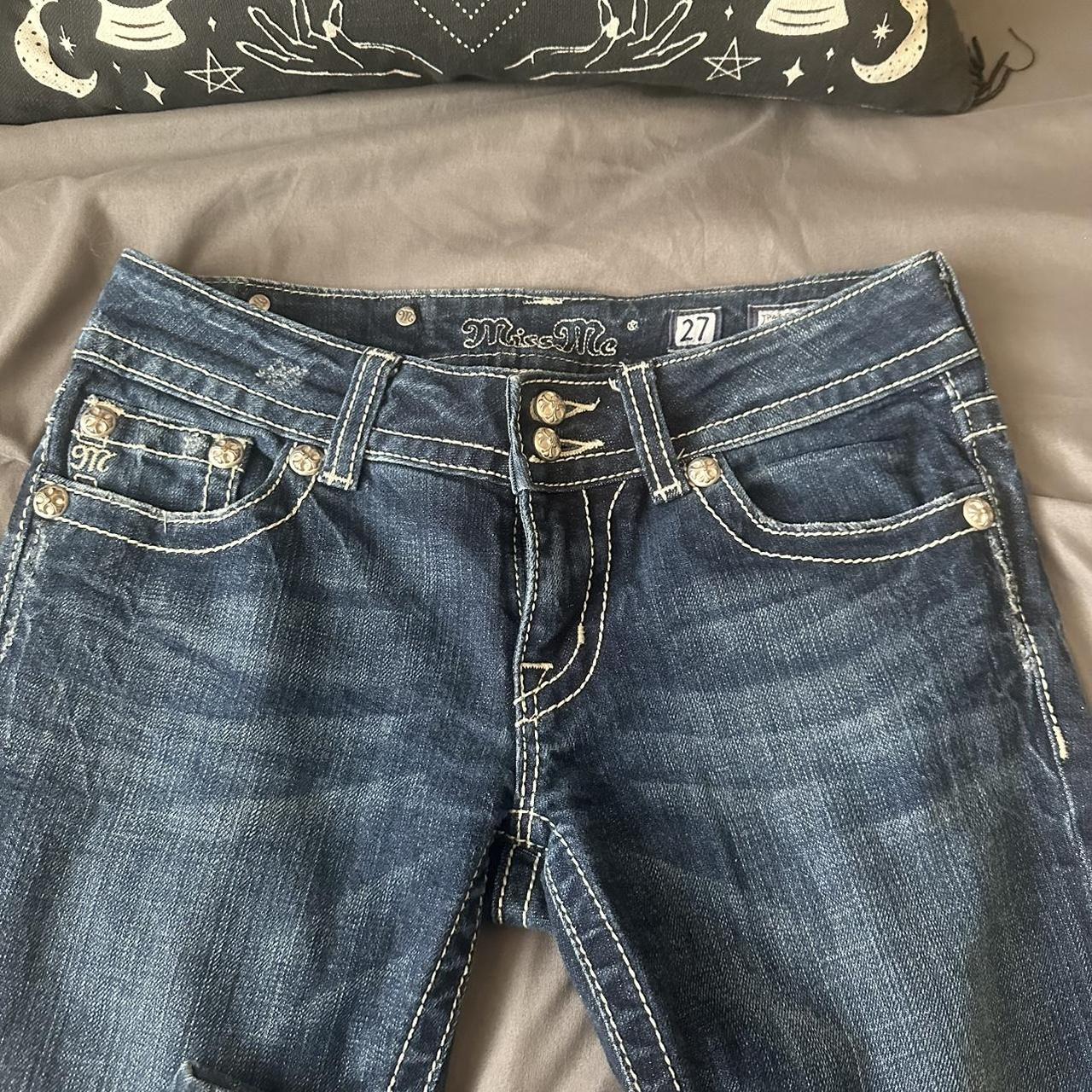 cutest low rise Miss Me jeans with gem pocket... | Depop