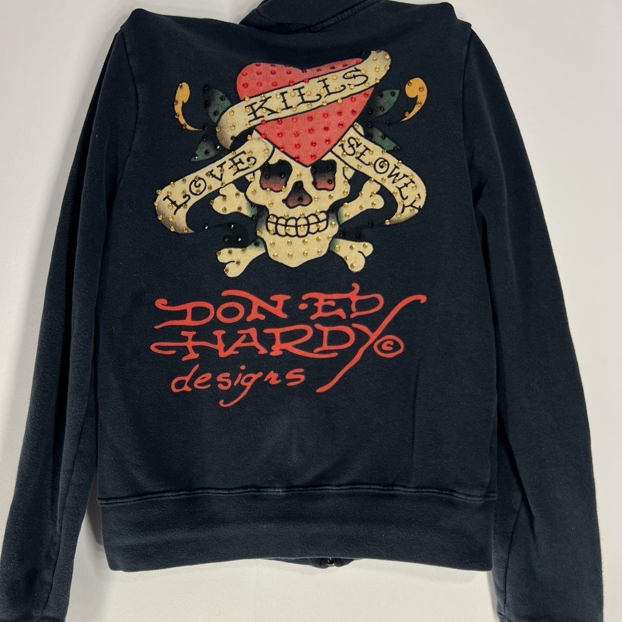 Vintage Ed hardy hoodie Women’s Size xs/small Tattoo... - Depop