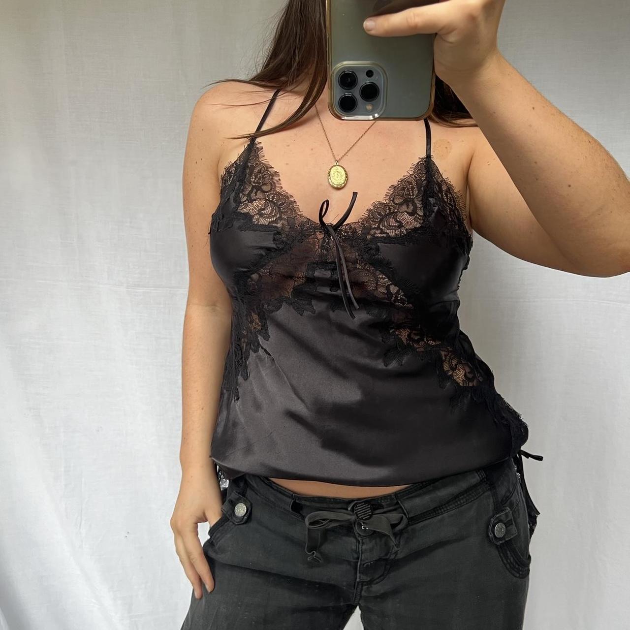 vintage satin and lace cami vintage camisole... - Depop