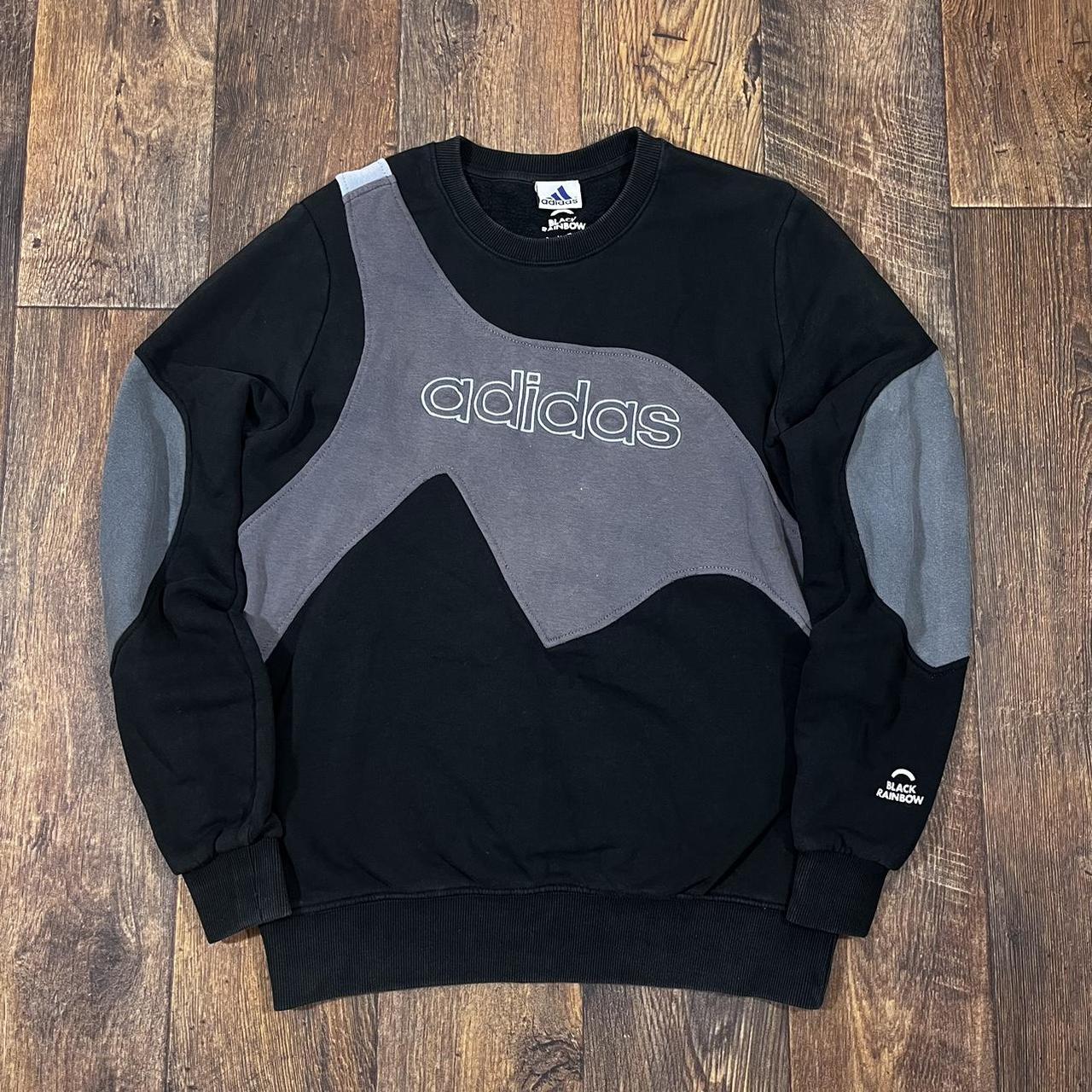 Vintage Adidas Sweatshirt Rework Colour: Black &... - Depop