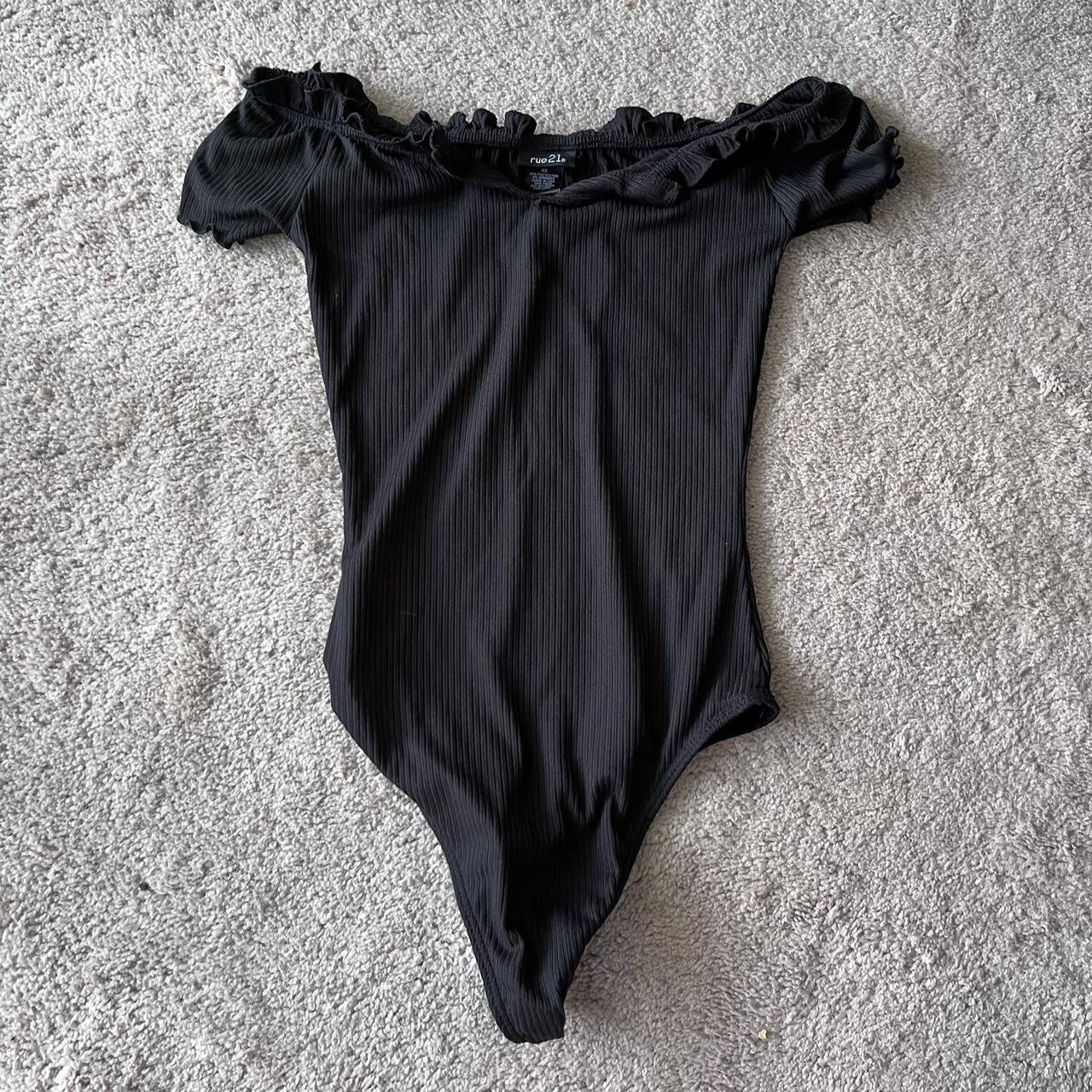 Rue 21 Women's Black Bodysuit | Depop