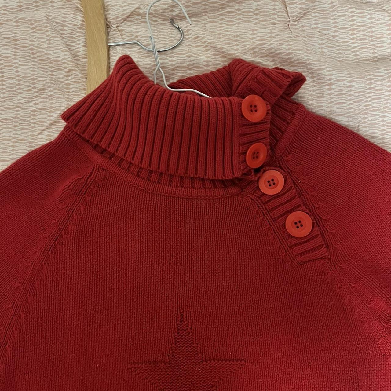 Super cool red knit jumper with a star in the centre... - Depop