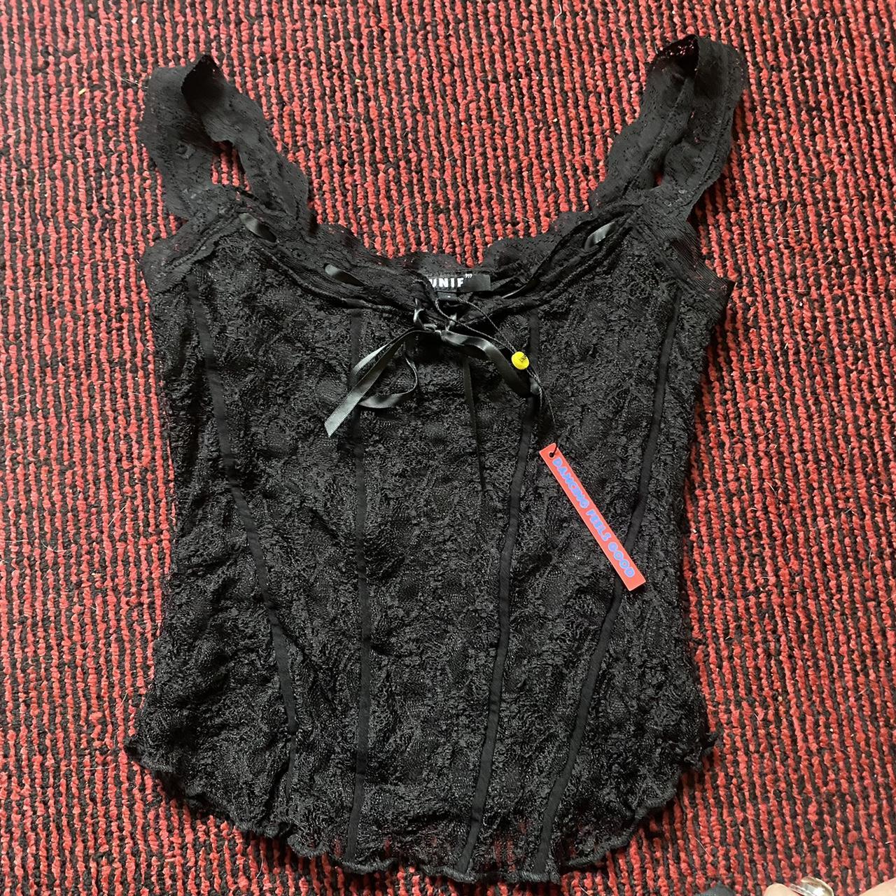 Unif brand new with tags black corset top - Depop