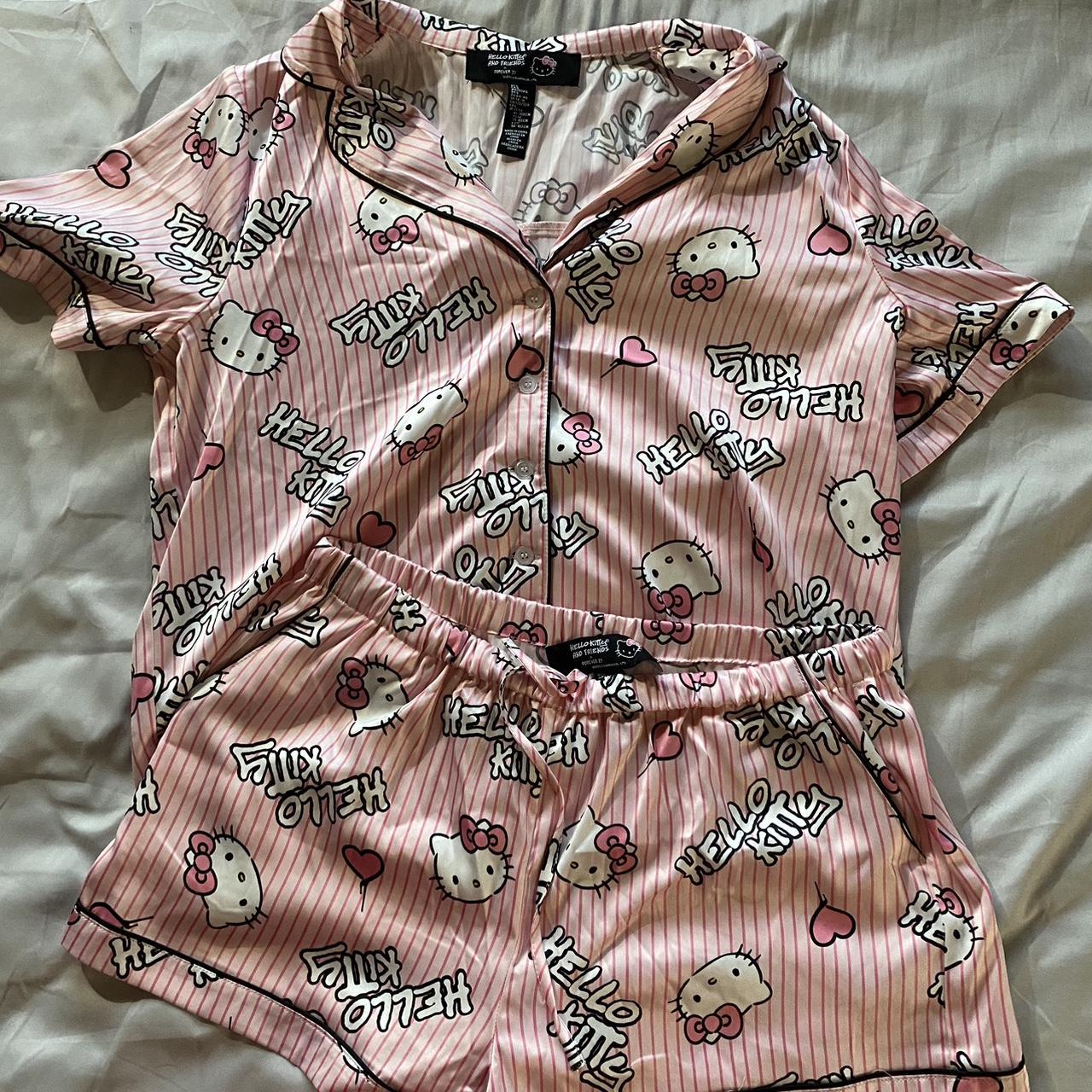 hello kitty pj silk set brand new tags are off but... - Depop