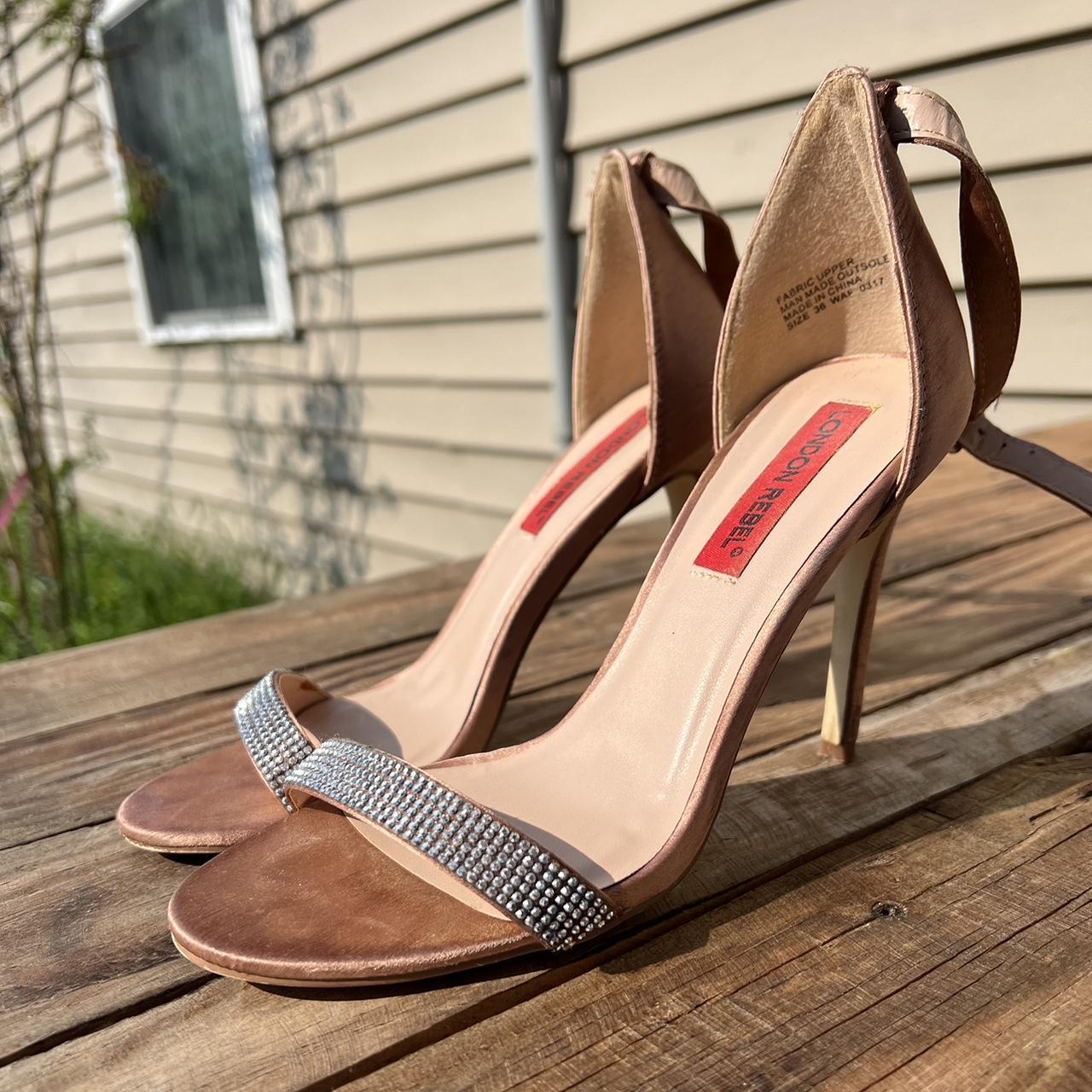 London Rebel rose gold strappy heels SIZE 5 - 5/12 |... - Depop