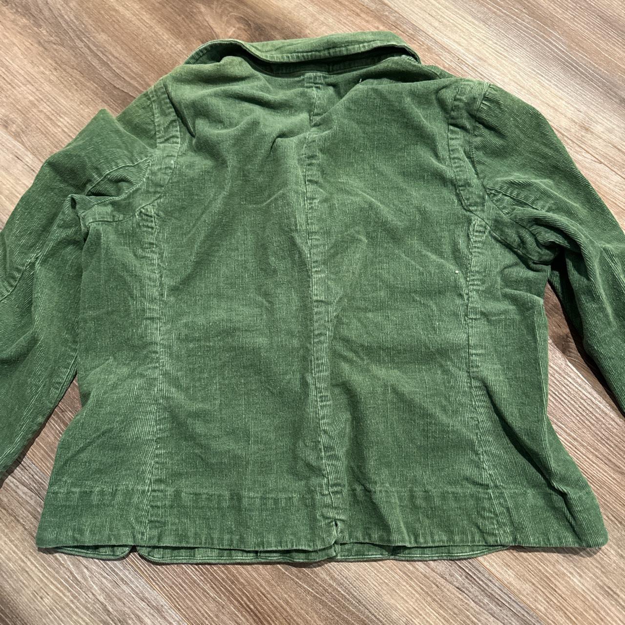green corduroy button up jacket comfy fit says XL... - Depop
